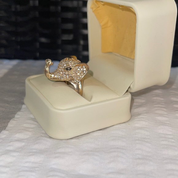 Jewelry | Gold Plated Diamond Rhinestone Elephant Ring | Poshmark